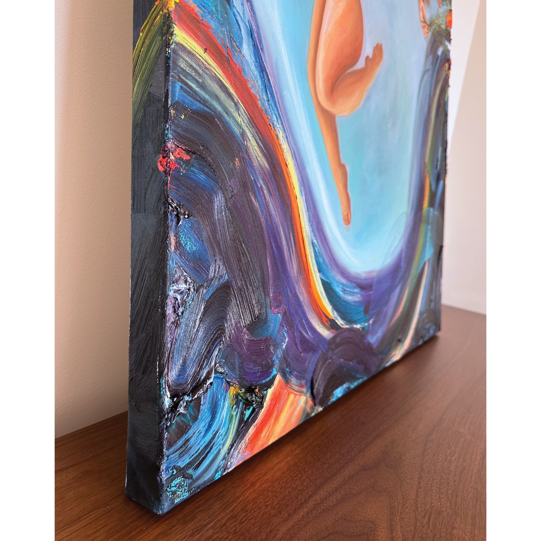 "Hold on Tight" figurative painting | Anam Feerasta | Kefi Art Gallery