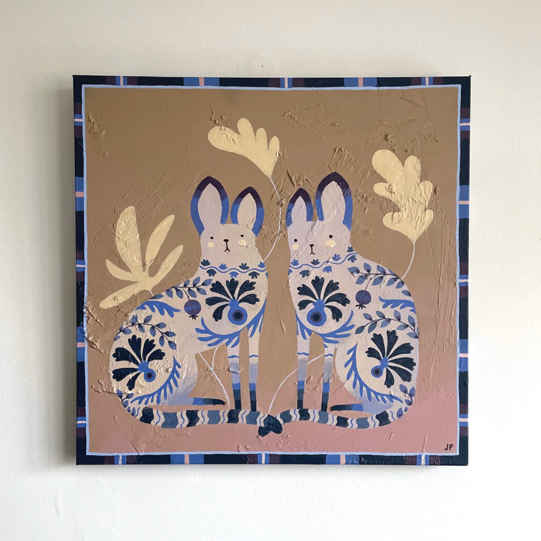 "Guardians" abstract folk painting | Jen Prior | Kefi Art Gallery