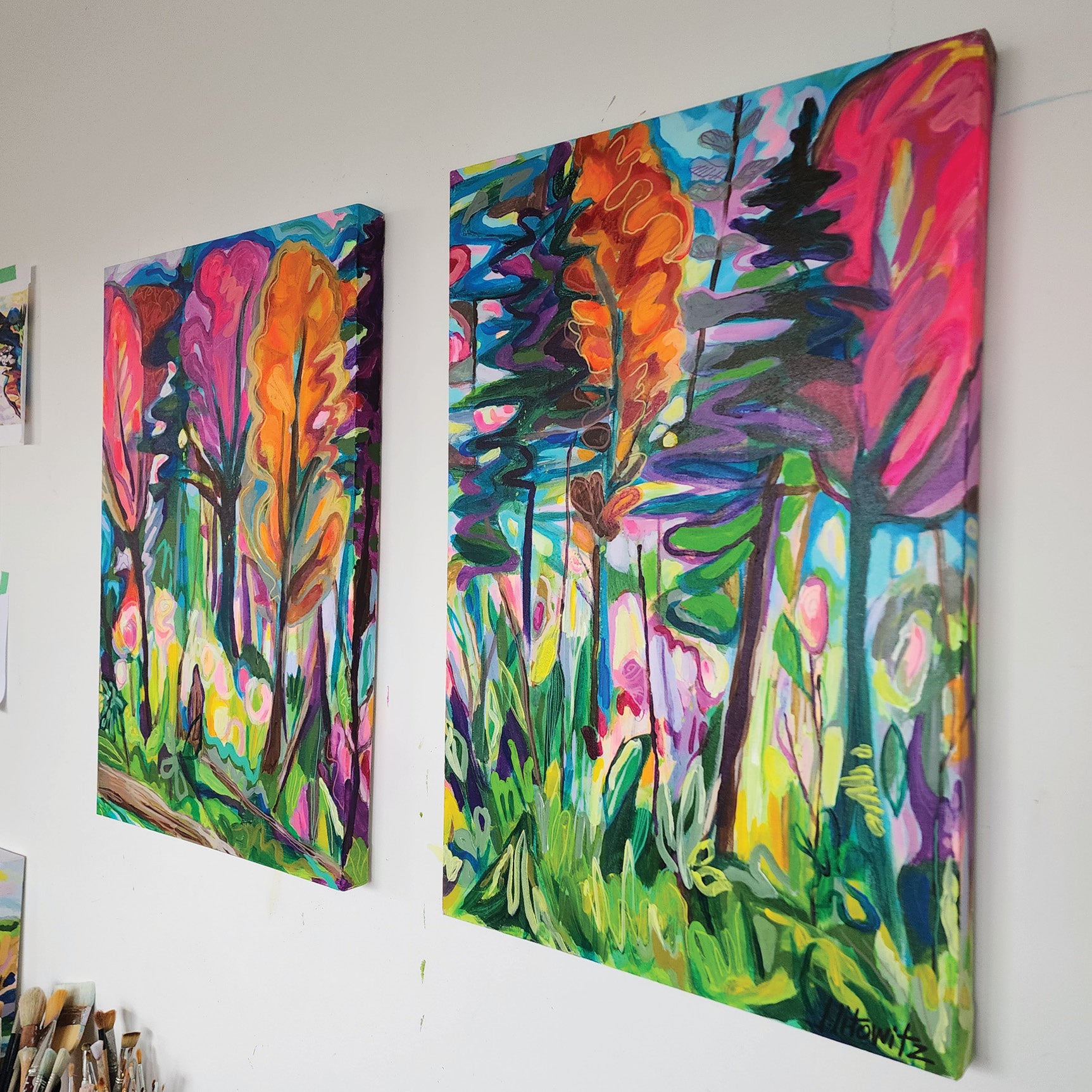 "Forest Riot" landscape painting Lisa Litowitz | Kefi Art Gallery
