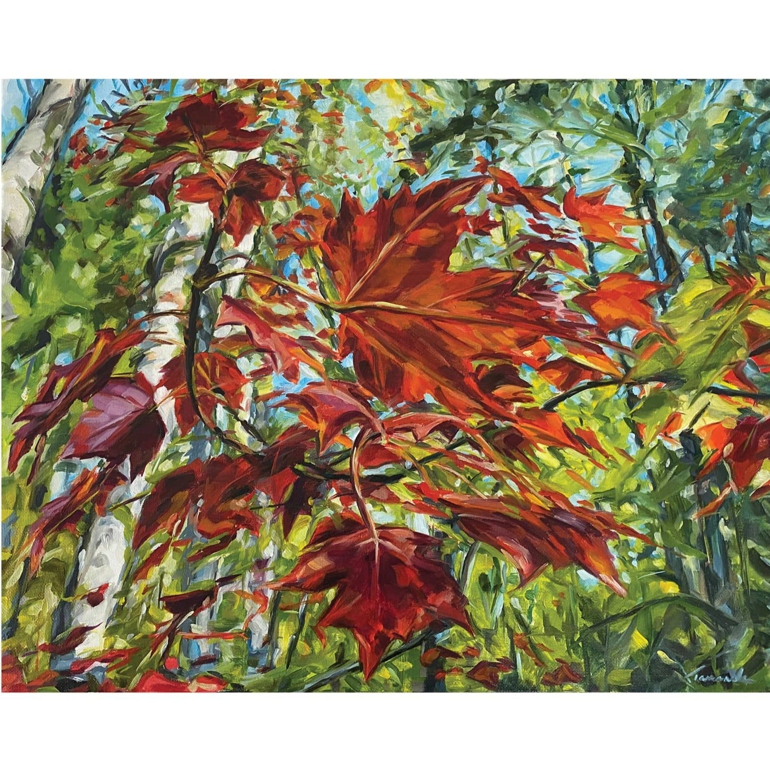 "Red Maple" painting by Tamanda Elia – Kefi Art Gallery