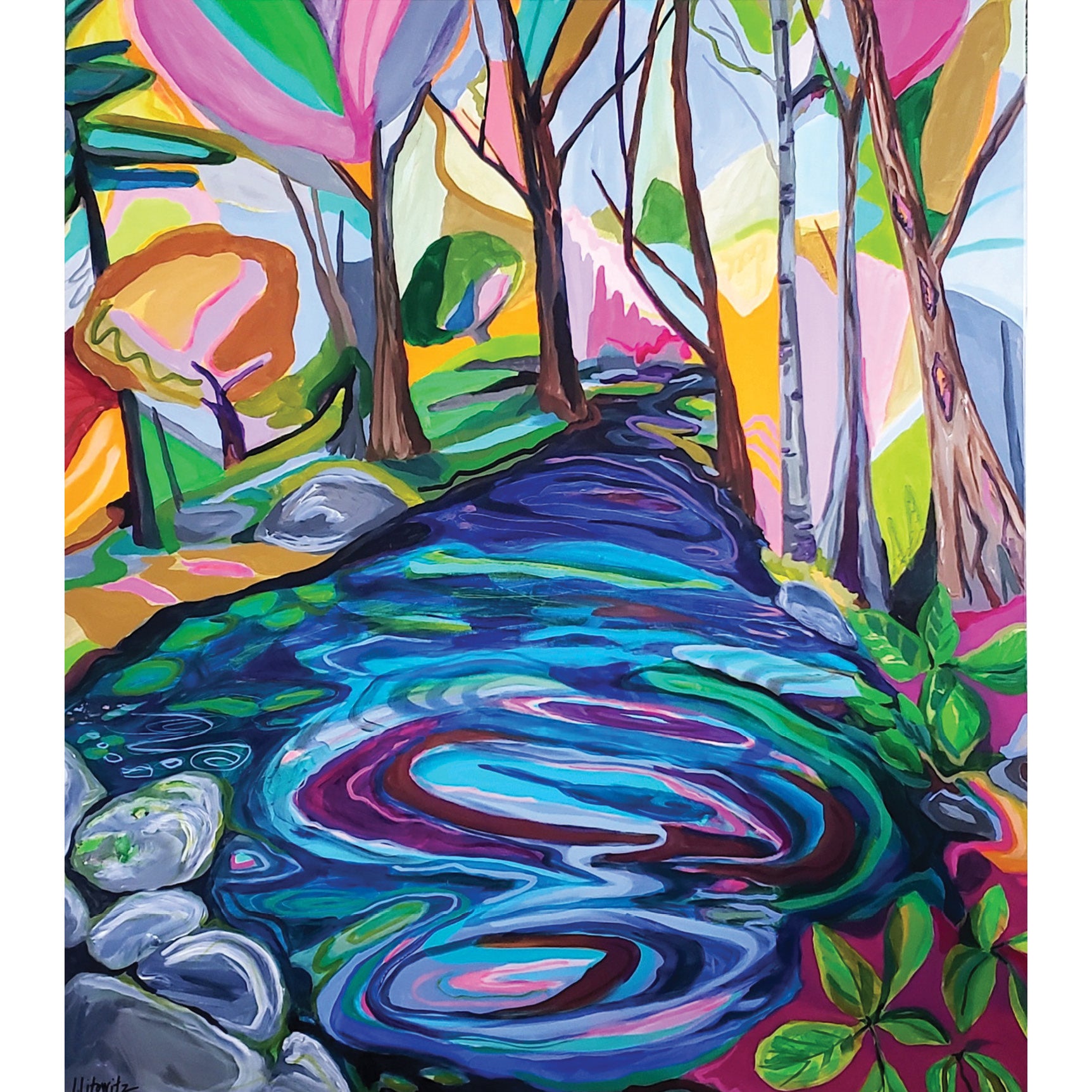 "Taddle Creek Pond" painting by Lisa Litowitz – Kefi Art Gallery