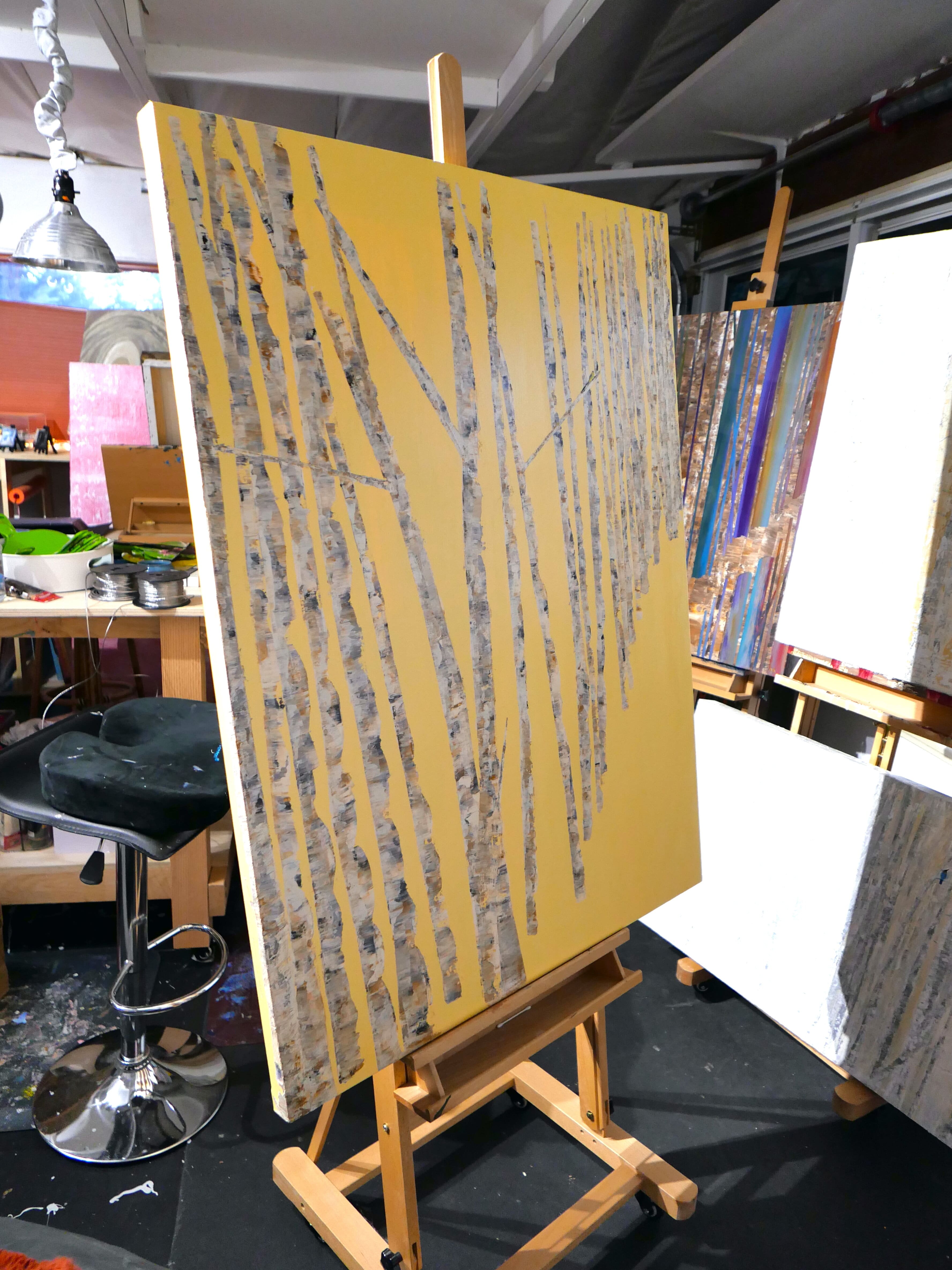 "Yellow Bird" painting by Robbie Kaye – Kefi Art Gallery